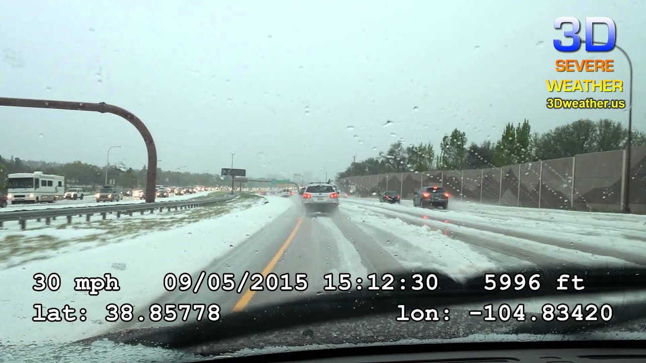 Hail Covered Road – 6″ on I-25 – Severe Videos